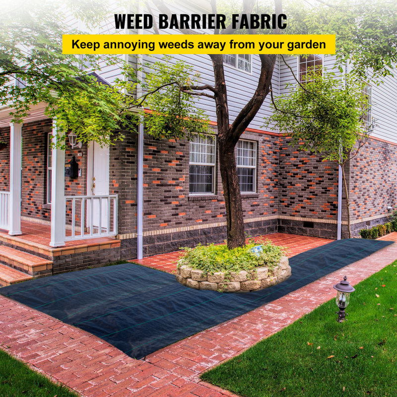 VEVOR 6.5Ftx300ft Premium Weed Barrier Garden Landscape Fabric 3OZ PP Woven Weed Control Fabric ...